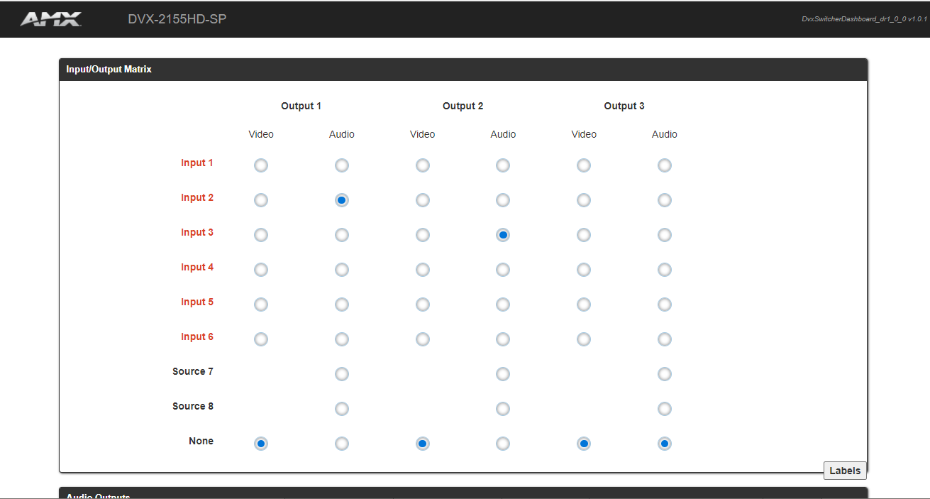 DVX Switcher Dashboard